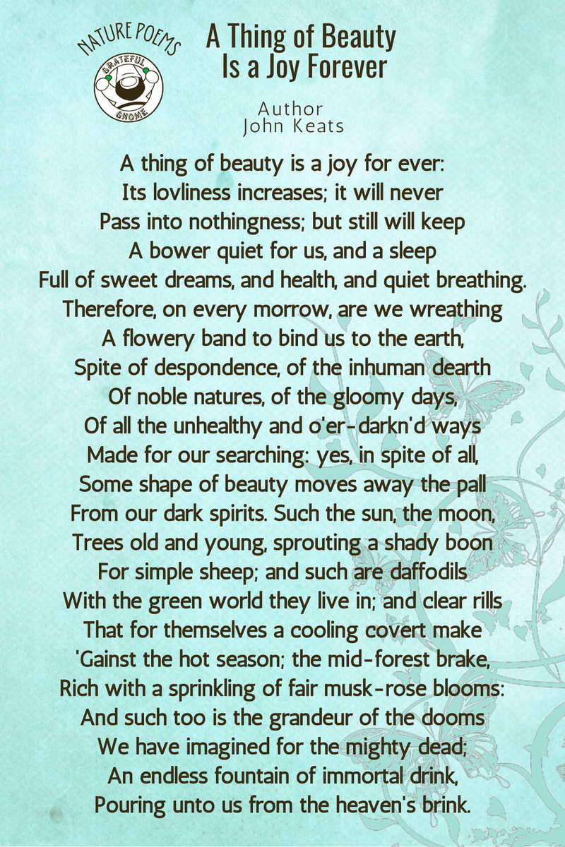 Nature Poems - A Thing of Beauty Is a Joy Forever – Grateful Gnome