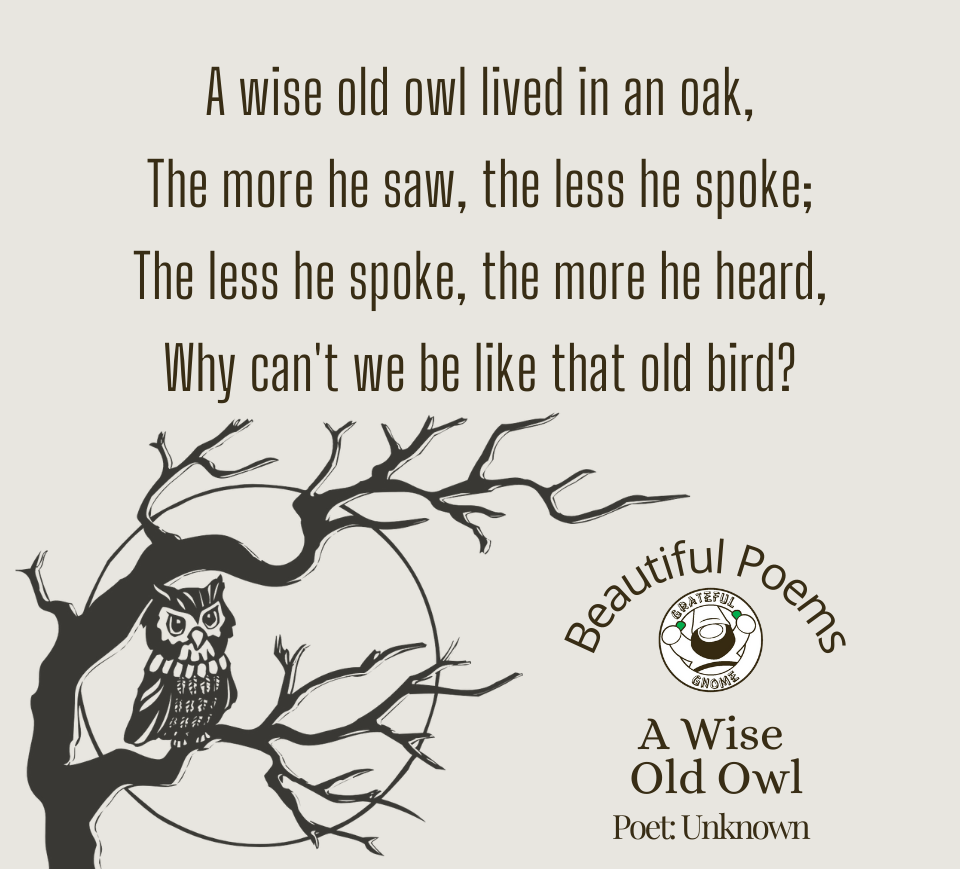 Beautiful Poems - A Wise Old Owl – Grateful Gnome