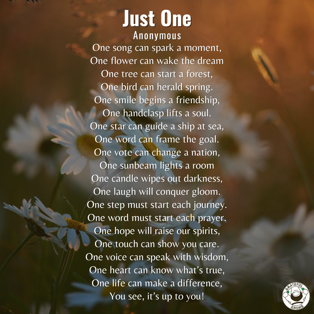 Life Poems - Just One – Grateful Gnome